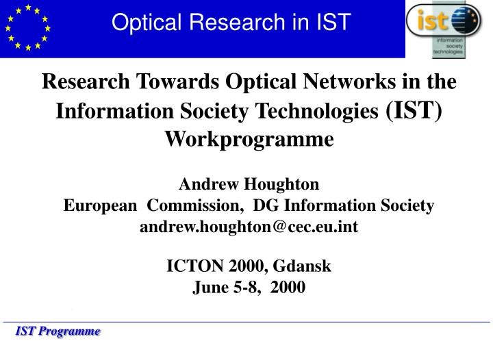 PPT - Optical Research in IST PowerPoint Presentation, free download ...