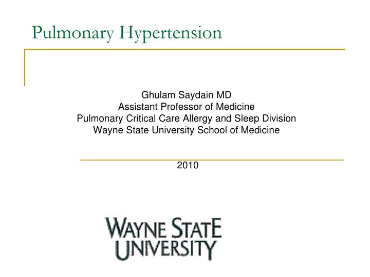 PPT - Pulmonary Hypertension PowerPoint Presentation, free download ...