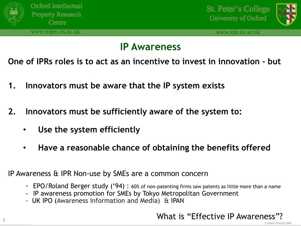 PPT - Intellectual Property Awareness & SMEs UK IP Awareness Survey ...