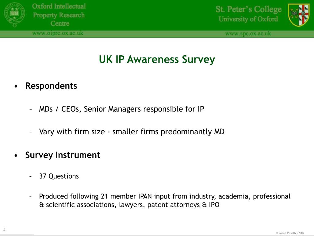 PPT - Intellectual Property Awareness & SMEs UK IP Awareness Survey ...