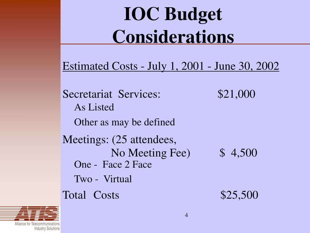 PPT - IOC Budget Considerations as Proposed by ATIS Prepared for the ...