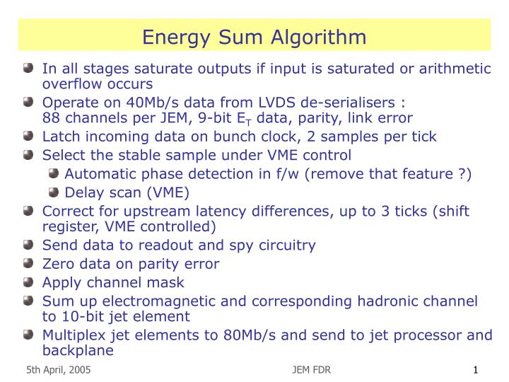 PPT - Energy Sum Algorithm PowerPoint Presentation, free download - ID ...