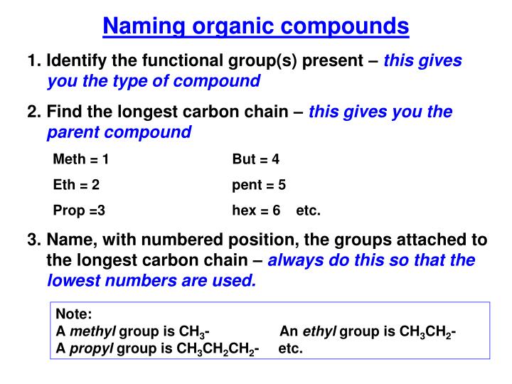 PPT - 1.7 L2 Functional groups and the naming of organic compounds ...