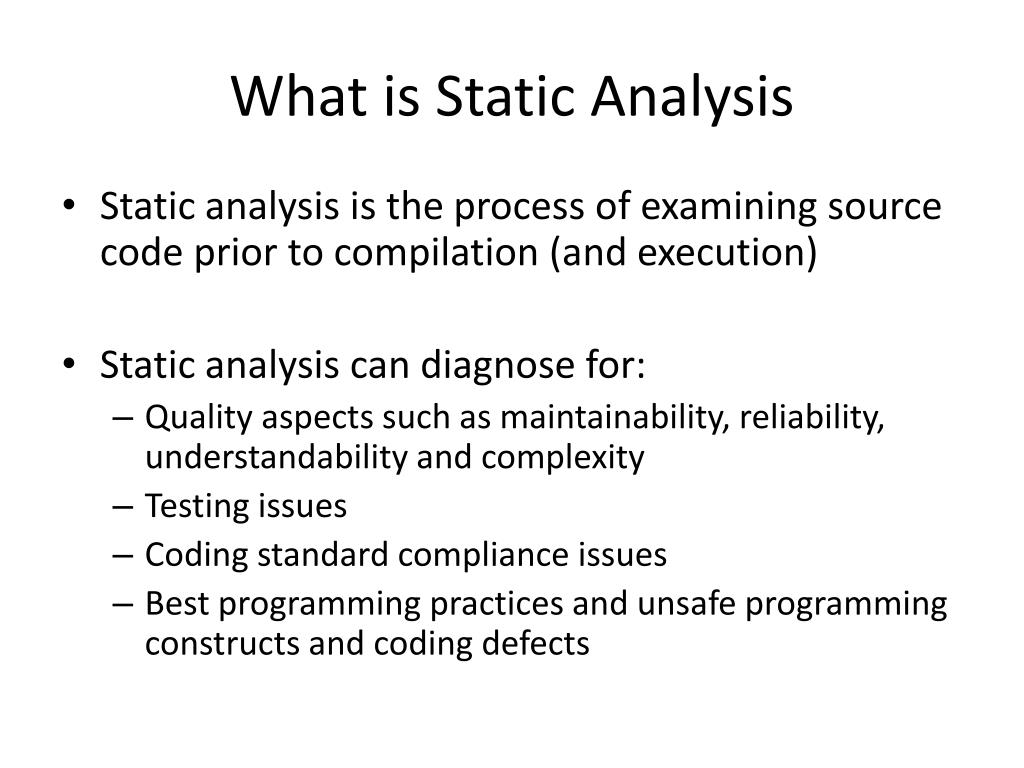 PPT What Is Static Analysis PowerPoint Presentation Free Download 