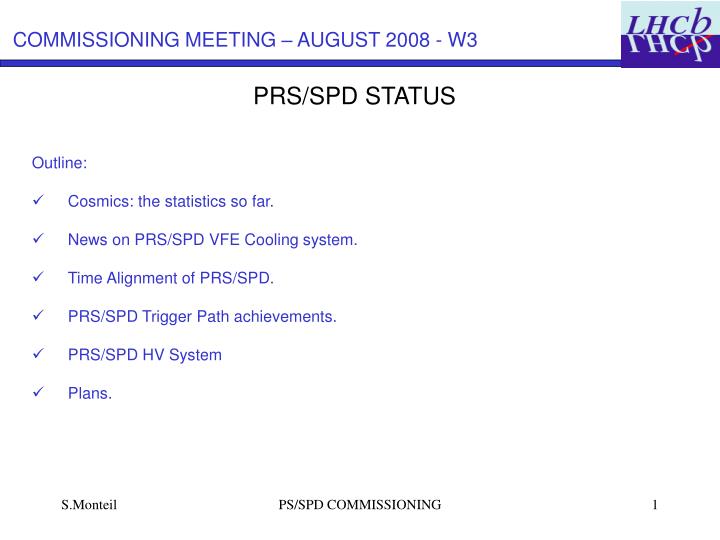 PPT - PRS/SPD STATUS PowerPoint Presentation, free download - ID:3480348