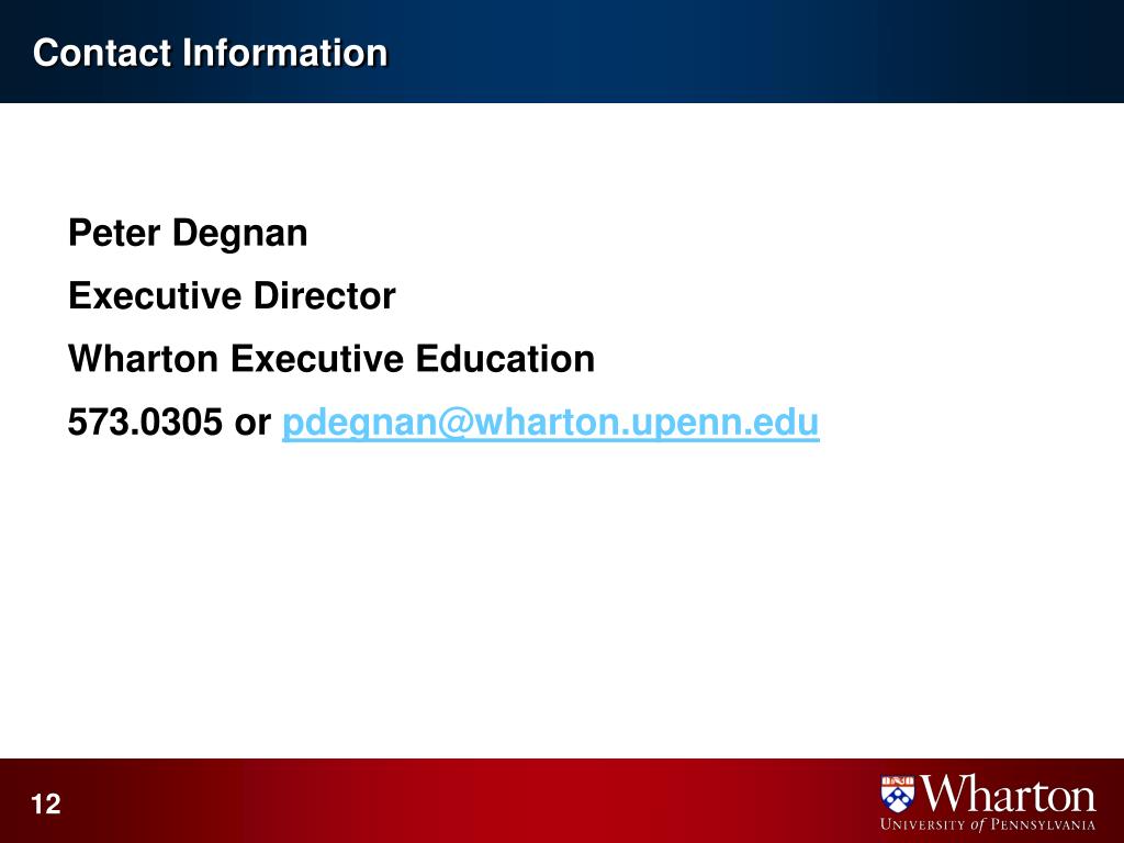 PPT - Lunchtime Spotlight: Wharton Executive Education April 20, 2006 ...