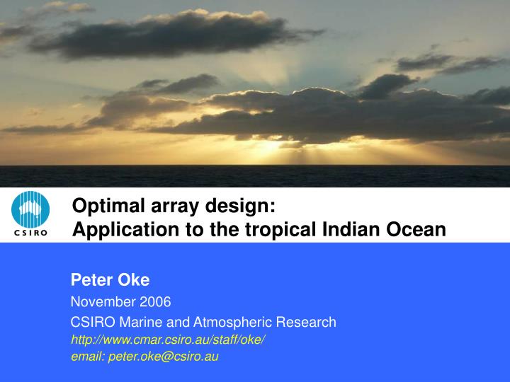 PPT - Optimal array design: Application to the tropical Indian Ocean ...