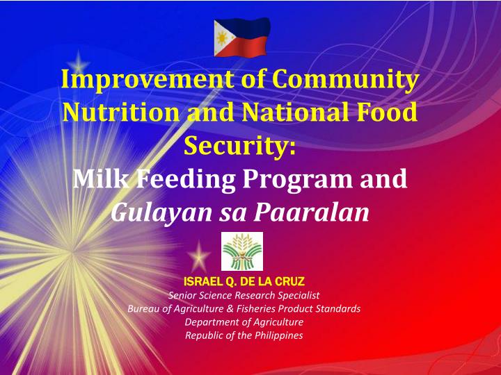 PPT - Improvement of Community Nutrition and National Food Security ...