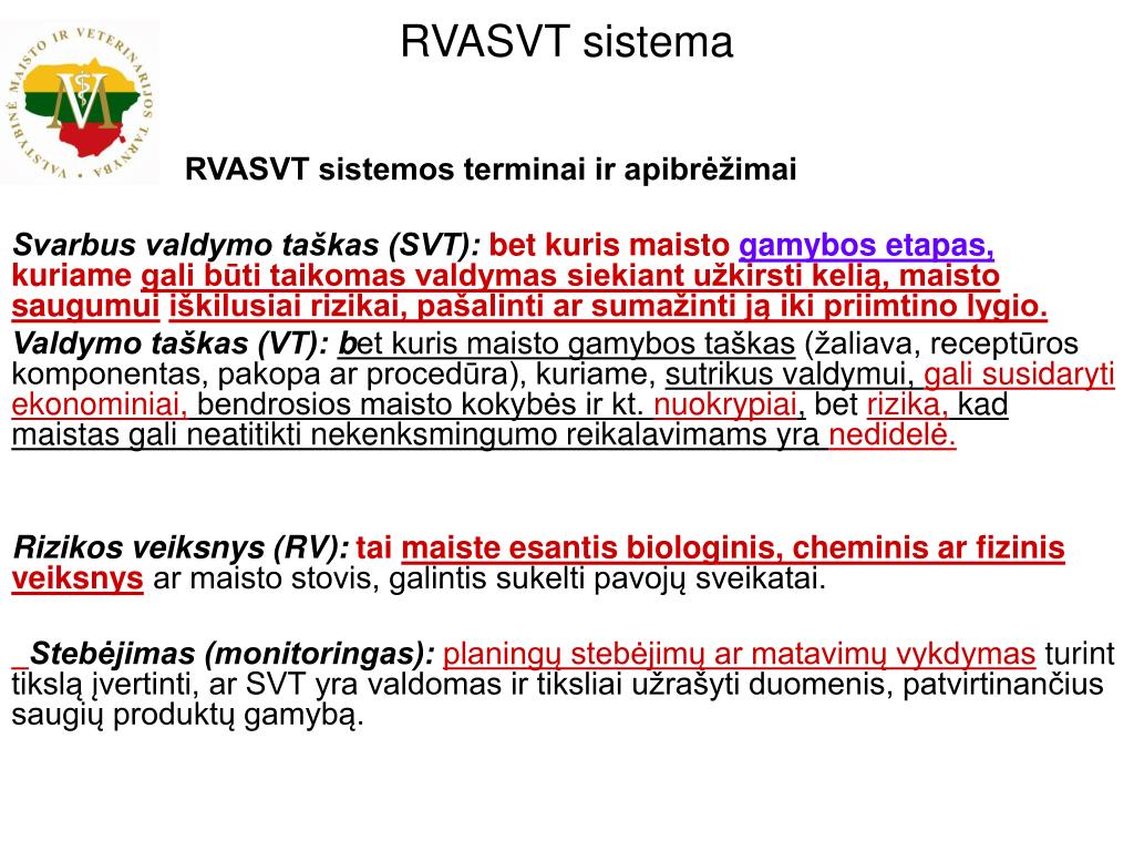 PPT - Mokymai tema RVASVT sistemos taikymas gyvūninio maisto tvarkymo ...