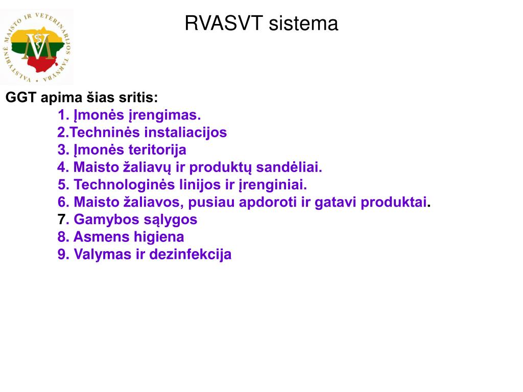 PPT - Mokymai tema RVASVT sistemos taikymas gyvūninio maisto tvarkymo ...