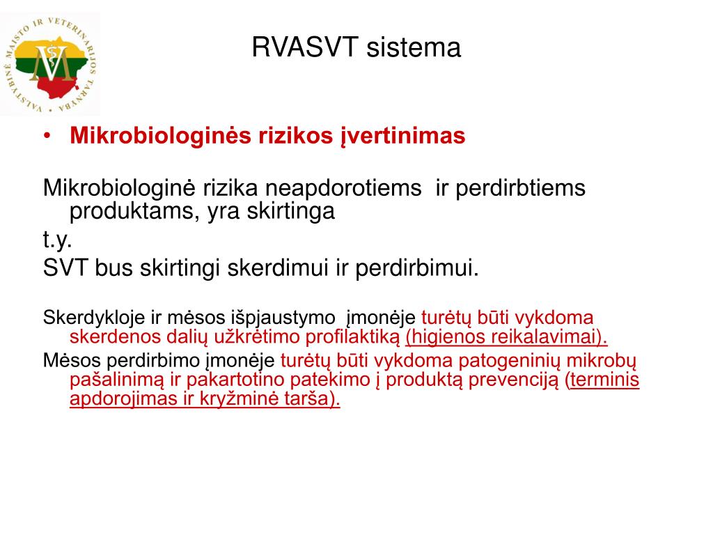 PPT - Mokymai tema RVASVT sistemos taikymas gyvūninio maisto tvarkymo ...