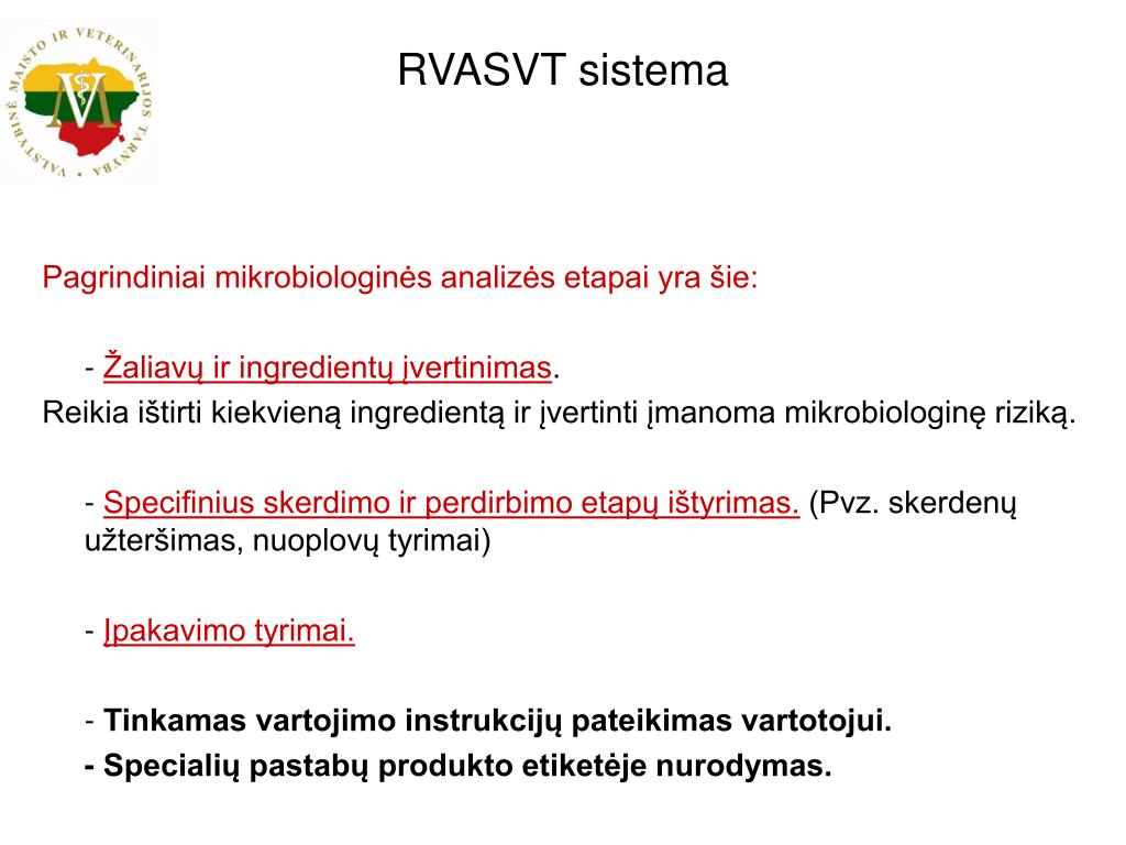 PPT - Mokymai tema RVASVT sistemos taikymas gyvūninio maisto tvarkymo ...