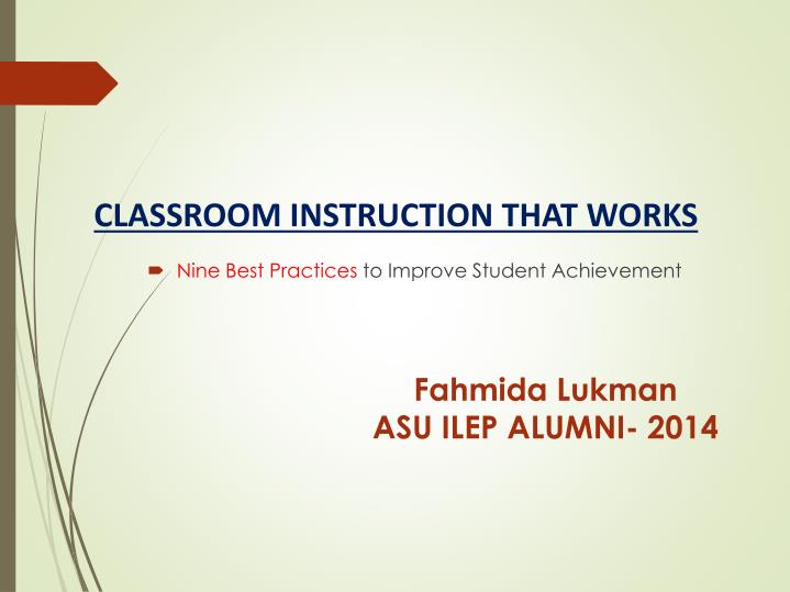 PPT - CLASSROOM INSTRUCTION THAT WORKS PowerPoint Presentation, free ...