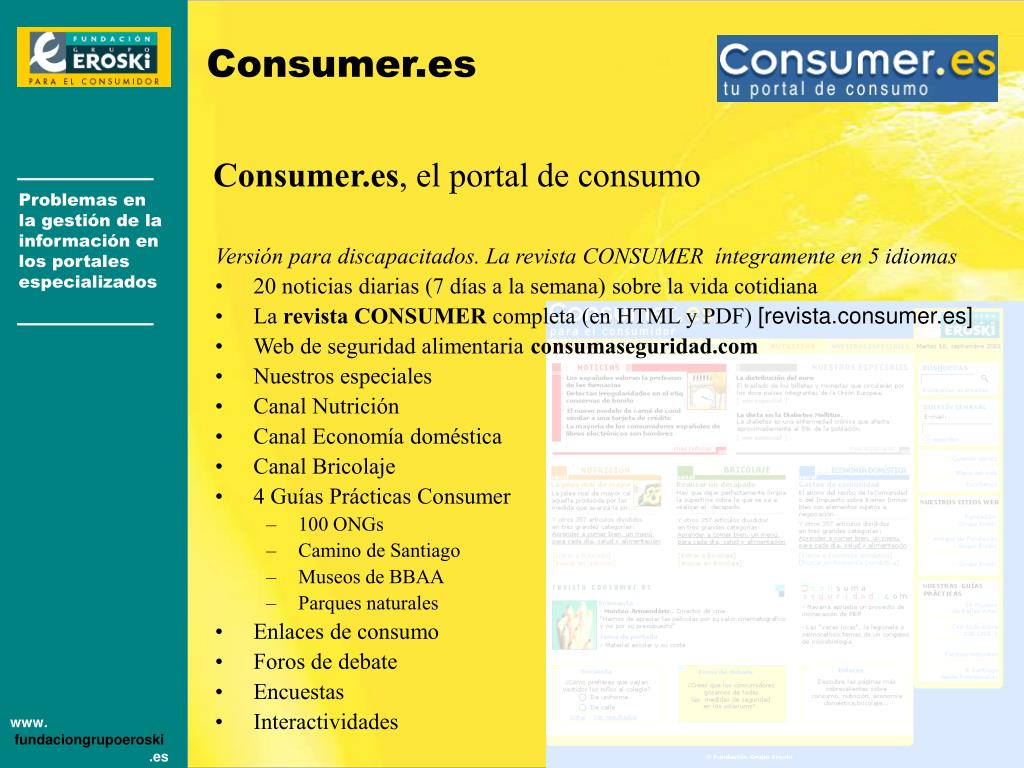 PPT - La gestión de la información en los portales especializados ...