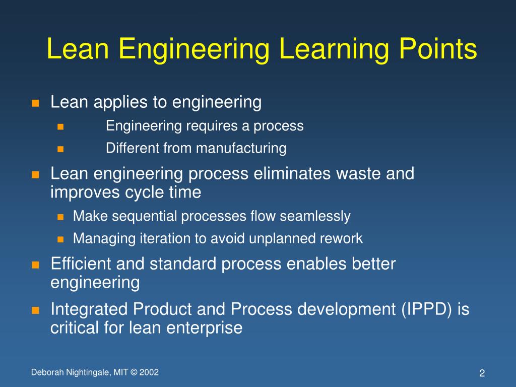 PPT - Lean Engineering Product Development Professor Debbie Nightingale ...
