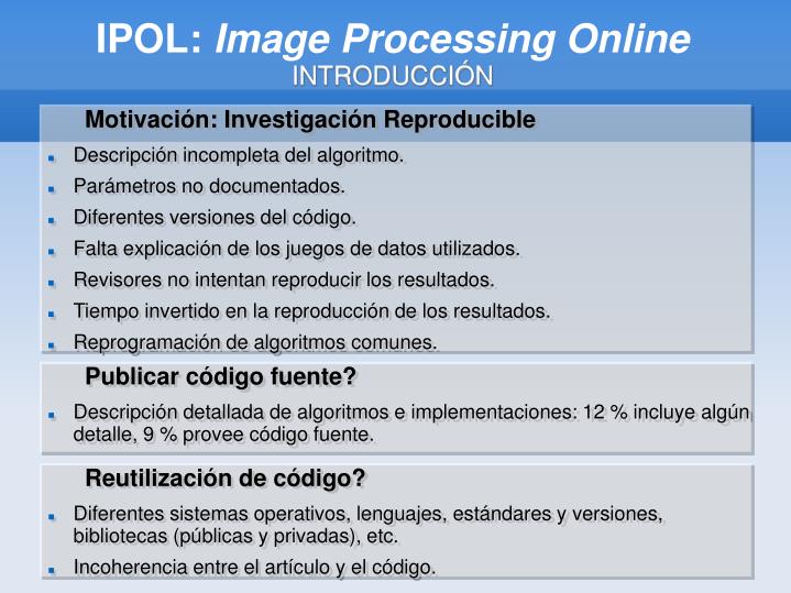 PPT - IPOL: Image Processing Online INTRODUCCIÓN PowerPoint ...