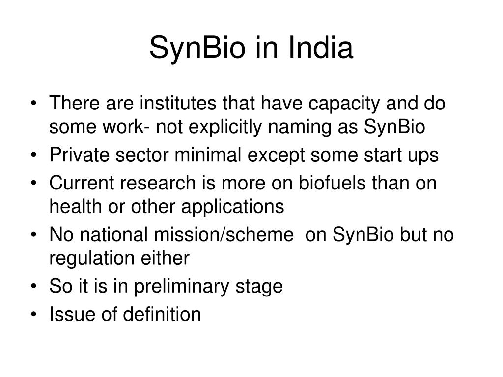 PPT - Ethics in Synthetic Biology in India PowerPoint Presentation ...