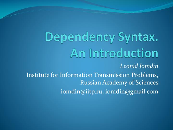 PPT - Dependency Syntax. An Introduction PowerPoint Presentation, free download - ID:3491590
