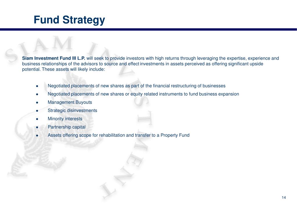 PPT - Fund raising proposal: SIAM INVESTMENT FUND III L.P. PowerPoint ...
