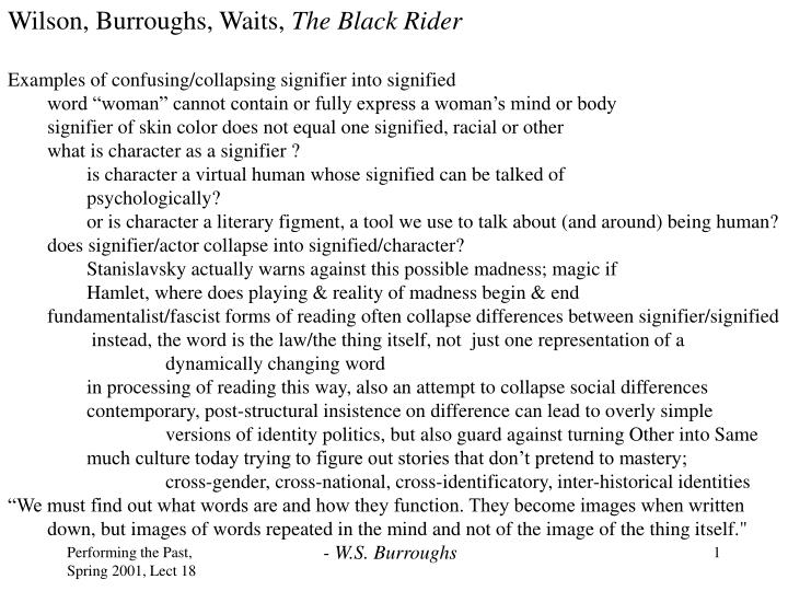 PPT - Wilson, Burroughs, Waits, The Black Rider PowerPoint Presentation ...