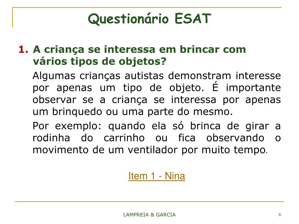 PPT - O ESAT Questionário para o rastreamento precoce de traços ...
