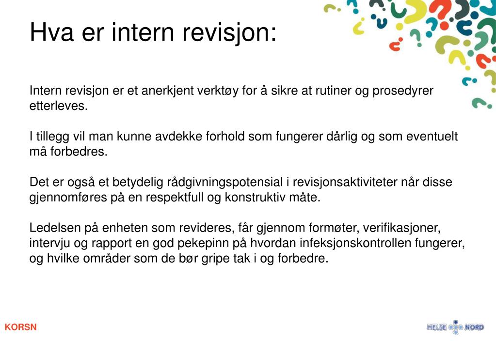 PPT - Interne revisjoner innen smittevern Jorun Støvne Pettersen ...