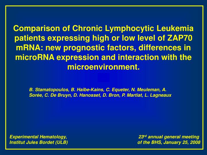 PPT - Experimental Hematology, Institut Jules Bordet (ULB) PowerPoint ...