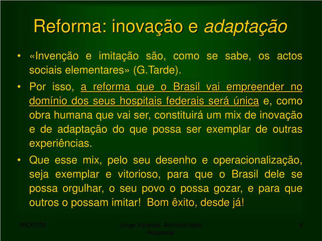 PPT - A Experiência de Reforma do Sistema Hospitalar de Portugal ...