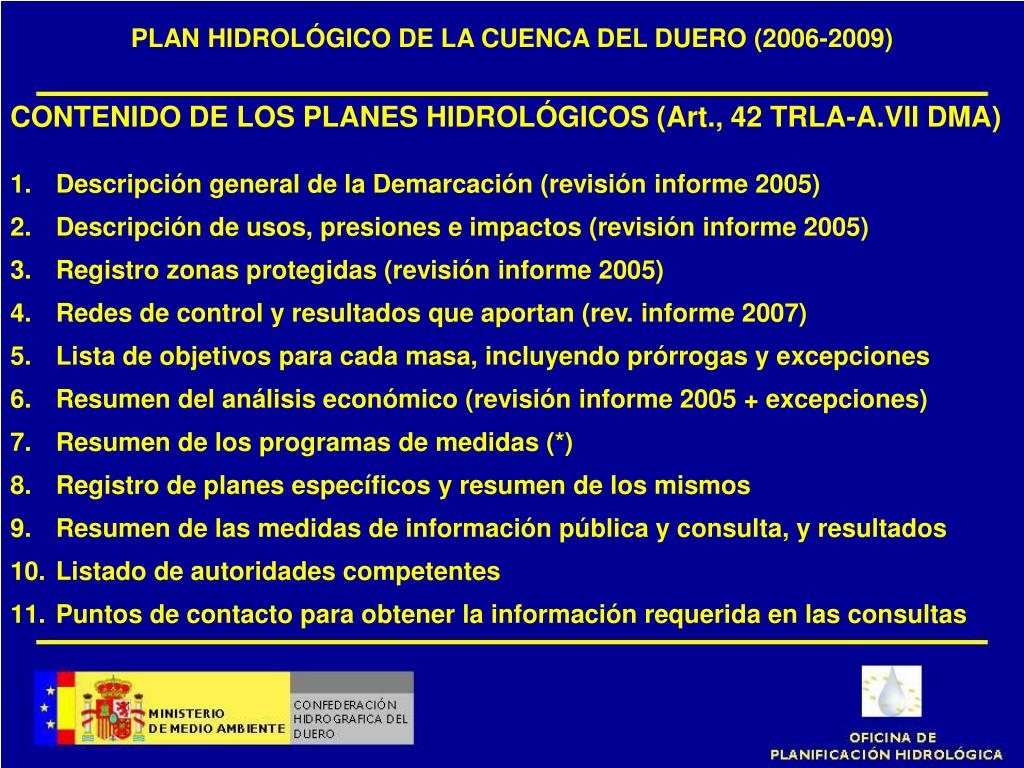 PPT - PLAN HIDROLÓGICO DE LA CUENCA DEL DUERO 2006-2009 PowerPoint ...