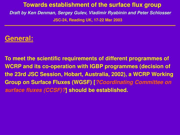 PPT - Towards establishment of the surface flux group PowerPoint ...