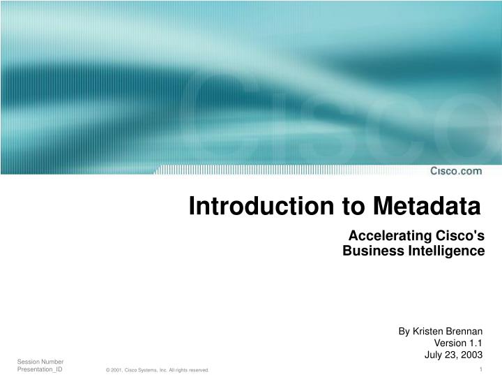 PPT - Introduction to Metadata PowerPoint Presentation, free download ...