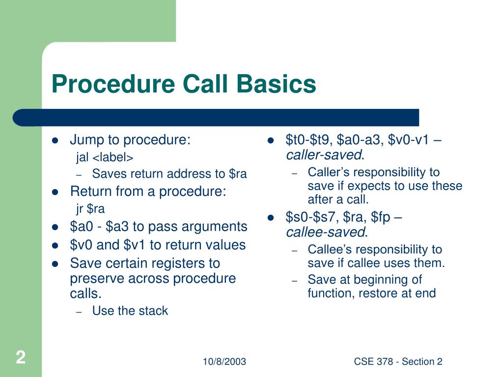 Ppt Mips Procedure Calls Jvm And Assignment 3 Powerpoint Presentation Id3500503
