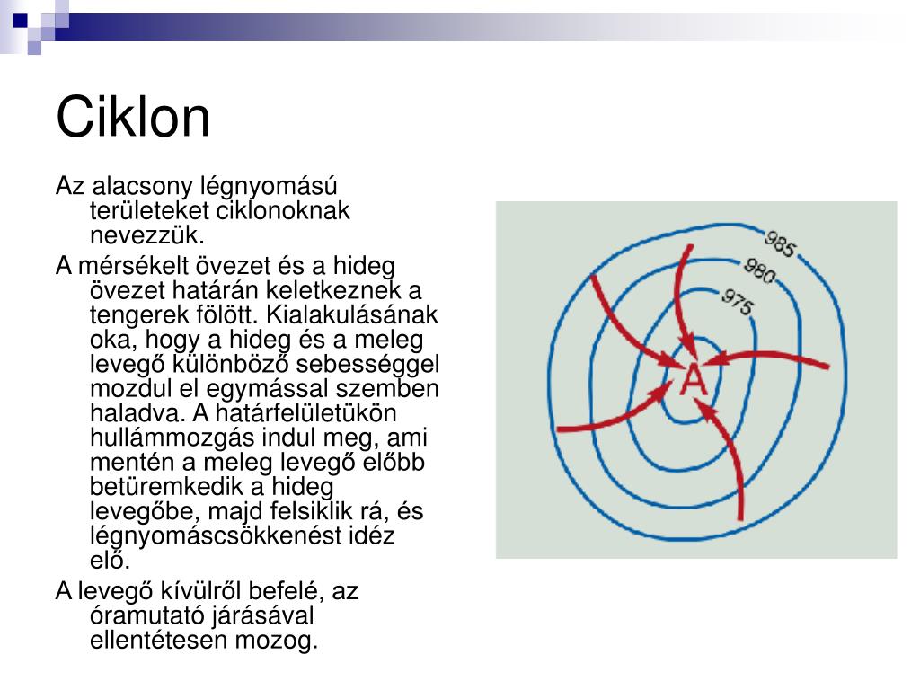 PPT - Légnyomás, szél, időjárási frontok, ciklonok, anticiklonok ...