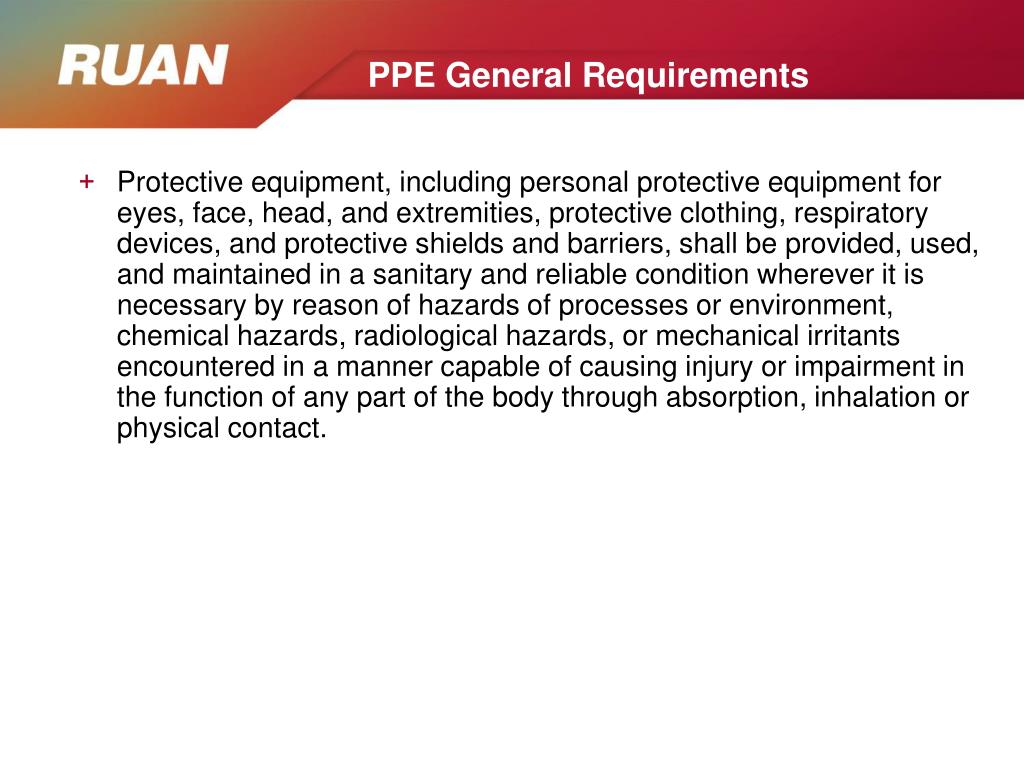 PPT - PERSONAL PROTECTIVE EQUIPMENT (PPE) FOR GENERAL INDUSTRY ...