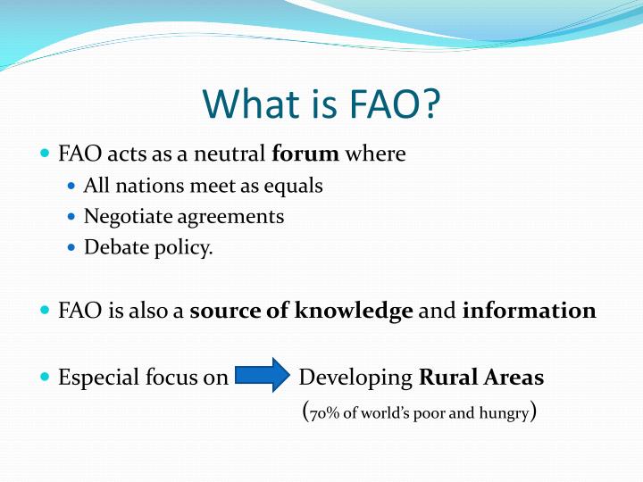 PPT - FOOD AND AGRICULTURE ORGANIZATION (FAO) PowerPoint Presentation ...