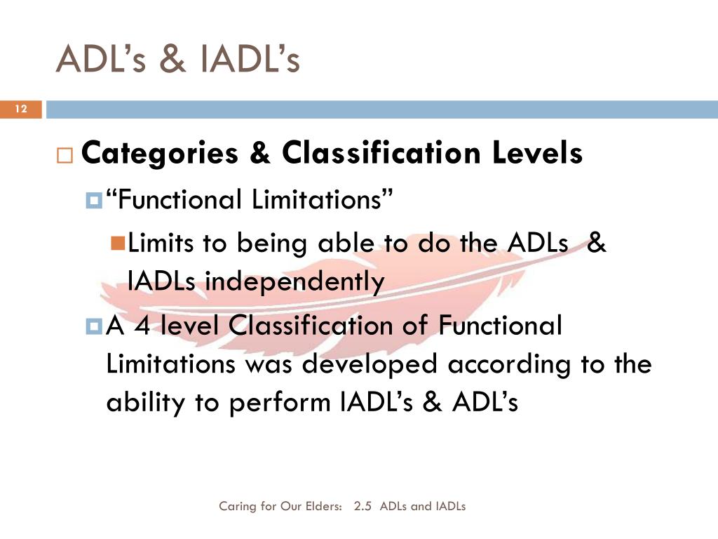 PPT - Native elder caregiver curriculum necc : 2.5 ADL’s & IADL’S ...