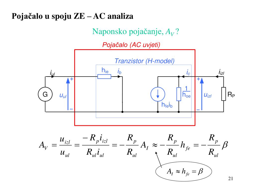PPT - Pojačalo u spoju ZE Najčešće korišten spoj tranzistorskog ...