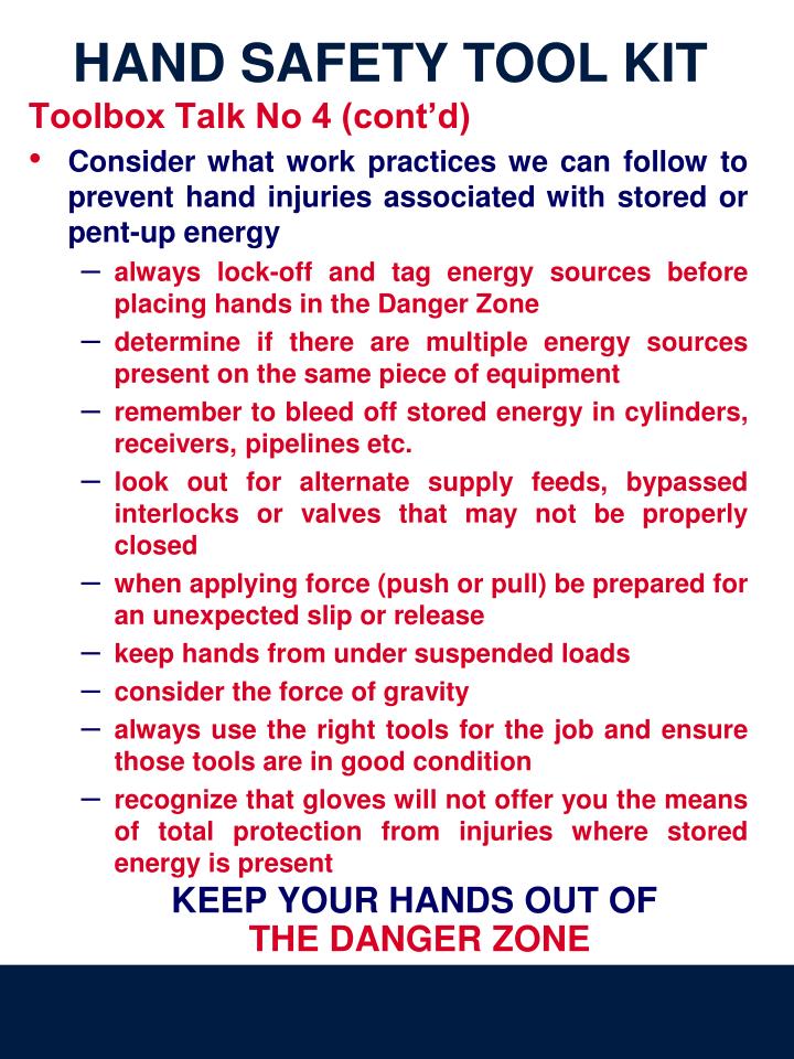 PPT - Five Toolbox Topics on Hand Safety PowerPoint Presentation - ID ...