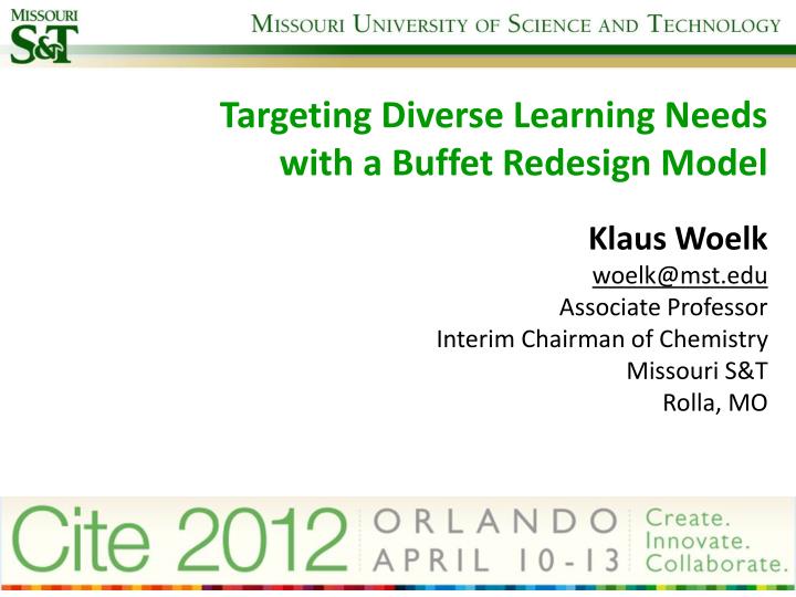 PPT - Targeting Diverse Learning Needs with a Buffet Redesign Model ...