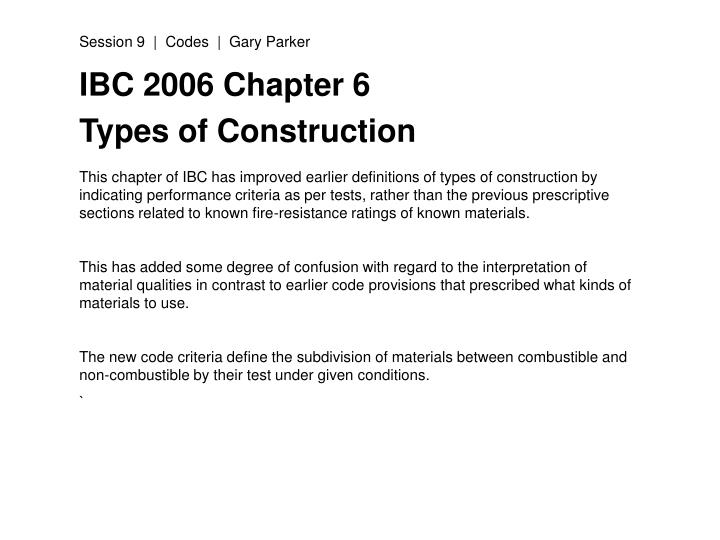 PPT - IBC 2006 Chapter 6 Types of Construction PowerPoint Presentation ...