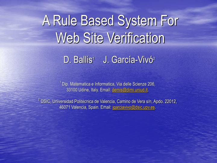 PPT - A Rule Based System For Web Site Verification PowerPoint ...
