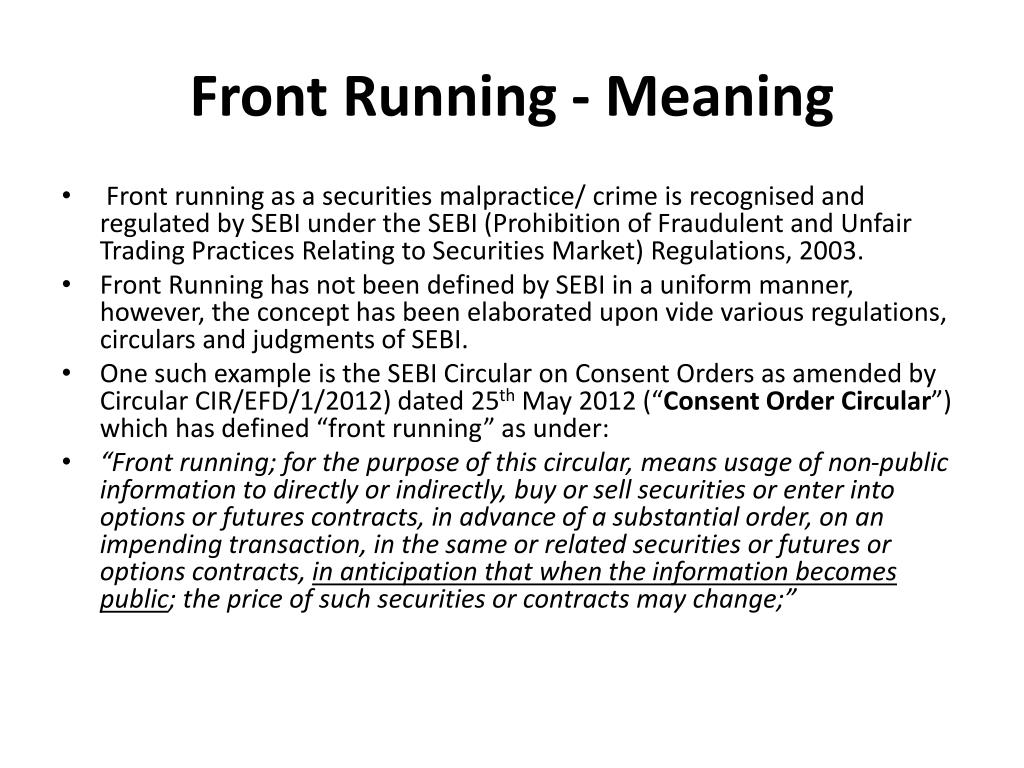 PPT - INSIDER TRADING AND FRONT RUNNING LAWS IN INDIA AND ROLE OF ...