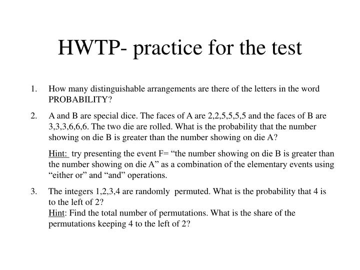 PPT - HWTP- practice for the test PowerPoint Presentation, free ...