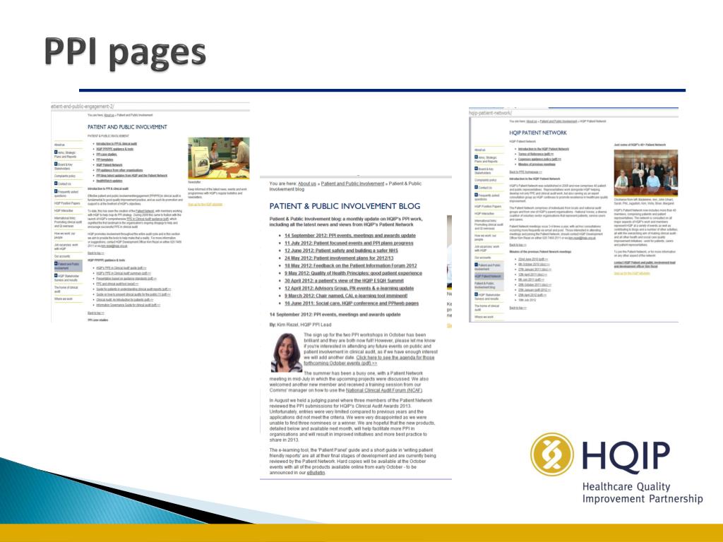 PPT - Healthcare Quality Improvement Partnership Patient and public ...
