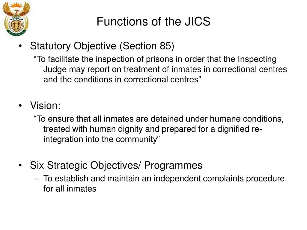 Ppt Judicial Inspectorate For Correctional Services Jics Powerpoint