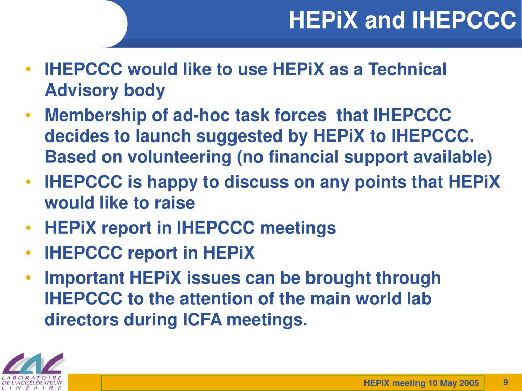 PPT - IHEPCCC and HEPiX HEPiX meeting May 10-11 Karlsruhe Germany Guy ...