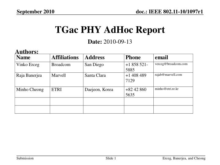 PPT - TGac PHY AdHoc Report PowerPoint Presentation, free download - ID ...