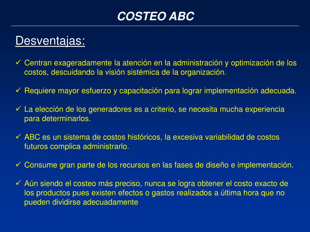 PPT - COSTEO ABC “ACTIVITY BASED COSTING” (Costeo basado en actividades ...