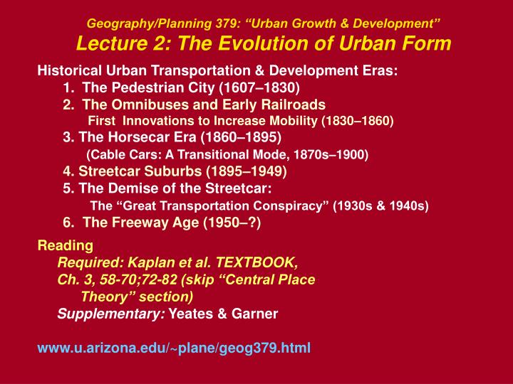 PPT - Geography/Planning 379: “Urban Growth & Development” Lecture 2 ...
