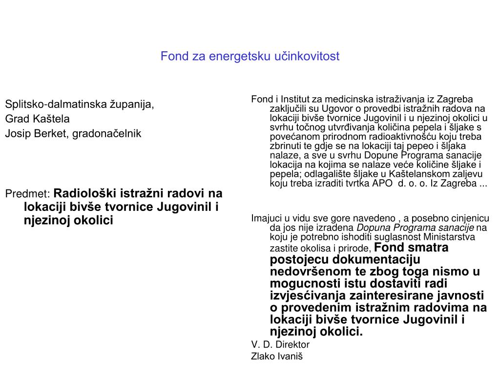 PPT - Povjerenstvo za praćenje stanja okoliša Grada Kaštela PowerPoint Presentation - ID:3527556